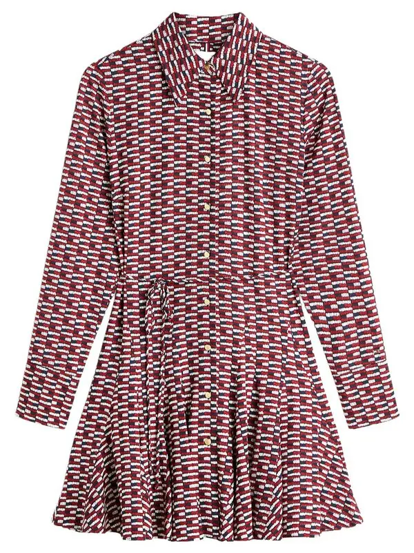 Tommy Hilfiger Slim-fit Mini Shirt Dress With Self-belt - Red