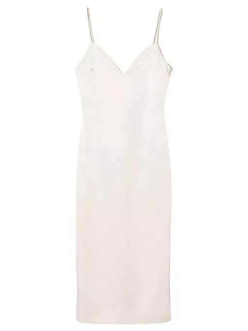 TWINSET Long Duchesse Dress With Thin Shoulder Straps And V-neckline - White