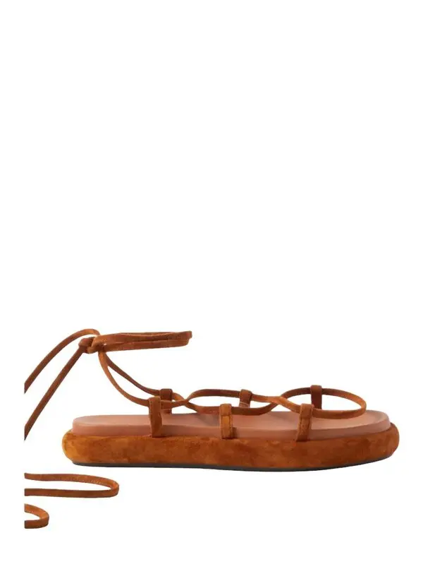 Khaite Tie Fastening Flat Sandals - Camel