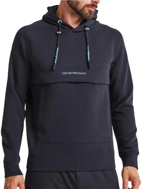 Emporio Armani Hooded Long-sleeved Hoodie - Black