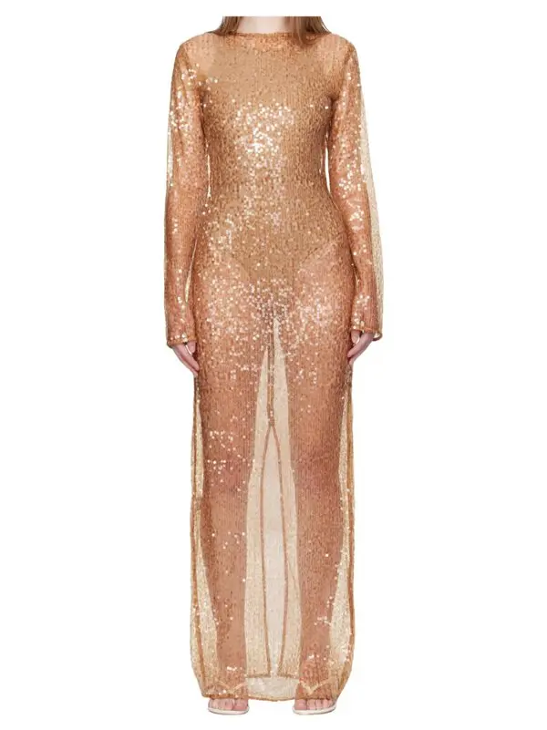Paris Georgia Sequin Embellished Maxi Dress - Nude
