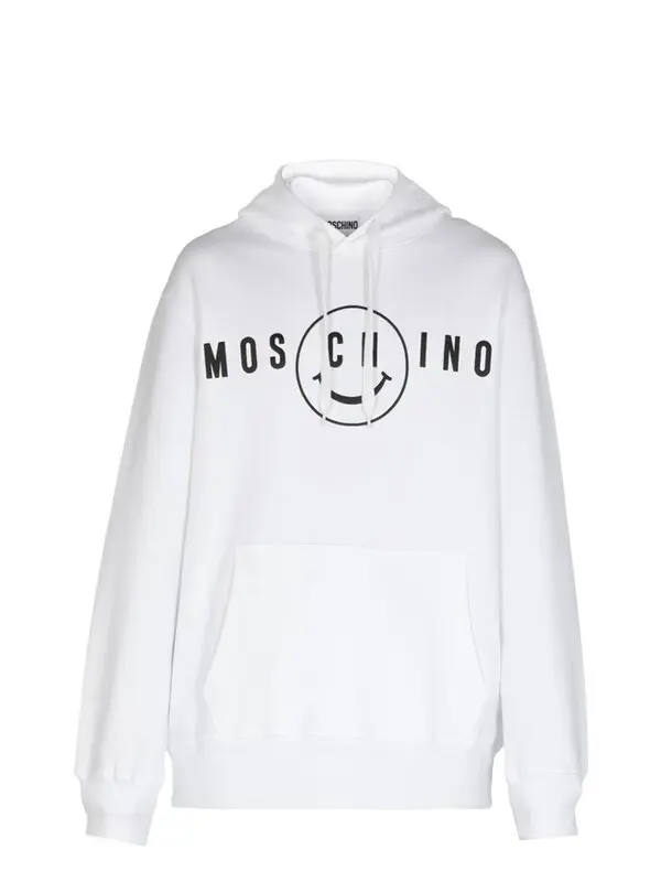 Moschino Printed Drawstring Hoodie - White