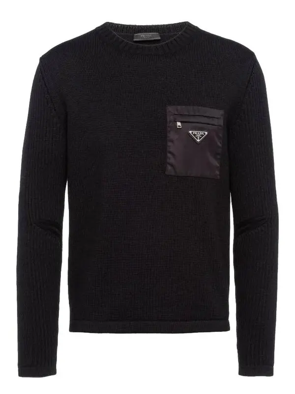 Prada Logo Rib Knitted Jumper - Black
