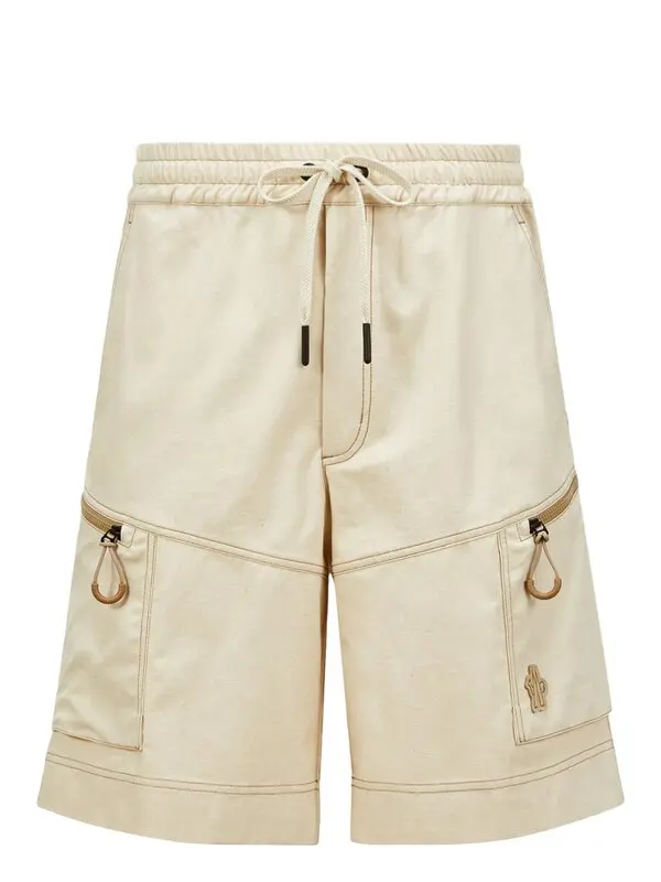 Moncler Cotton Drill Cargo Shorts - Light Beige