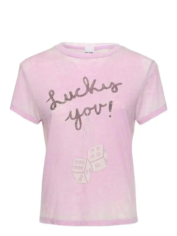 RE/DONE Printed Round Neck T-shirt - Pink