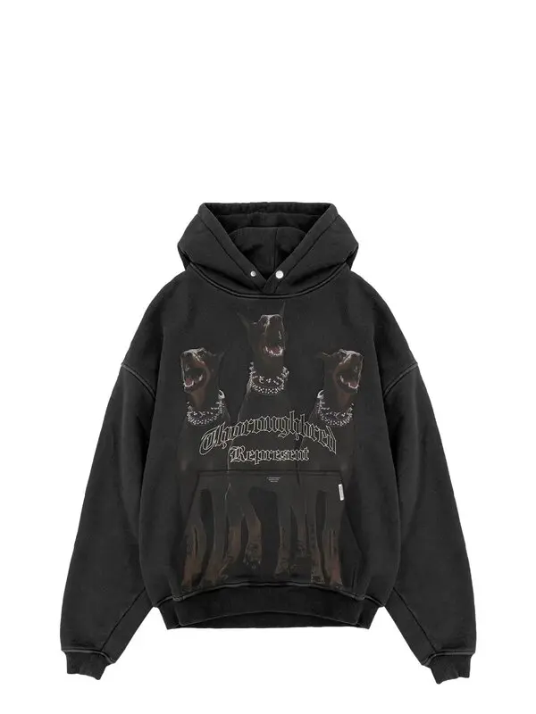 REPRESENT Hoodie Sweater With Thoroughbred Graphic - Vintage Black