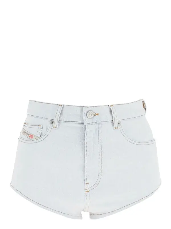 DIESEL® High-waisted Denim Shorts With Logo Detail - White