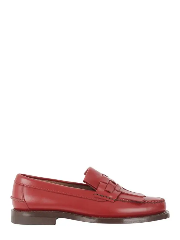 Hereu Round Toe Loafers With Braided And Fringe Detailing - Red