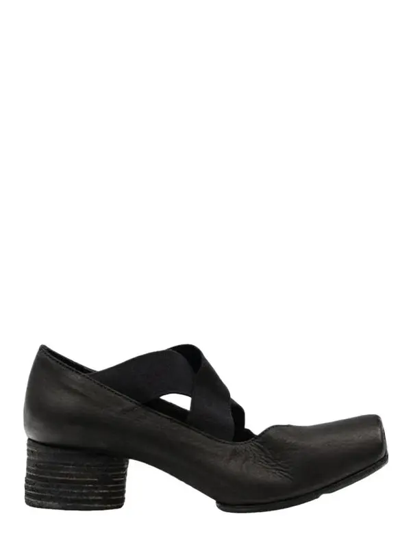 UMA WANG Square-toe Leather Ballerina With Cross-band Detail - Black