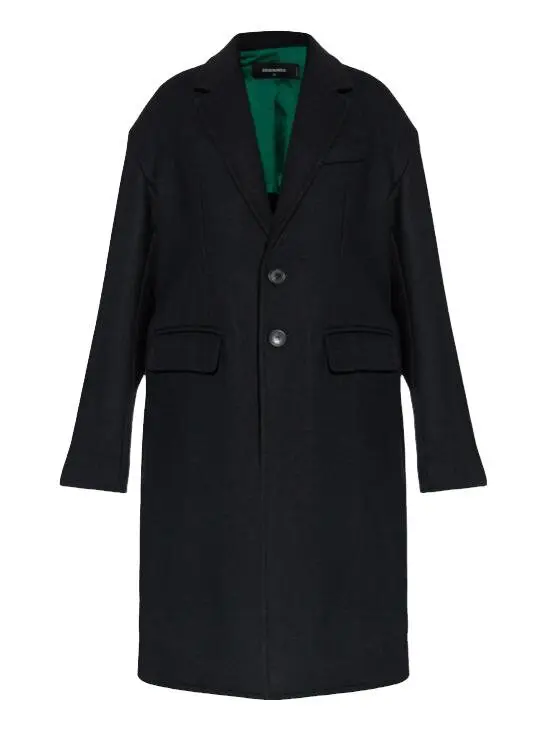 Dsquared2 Single-breasted Wool-blend Coat With Flap Pockets - Black