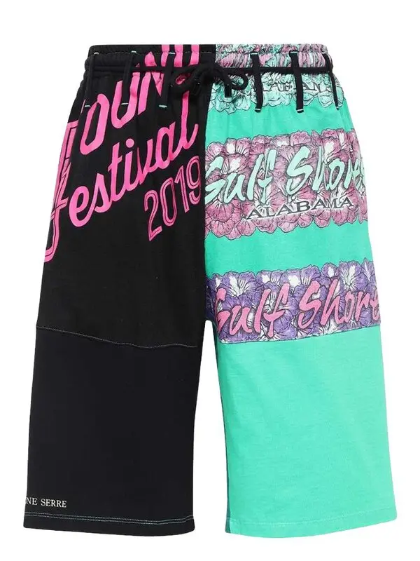 MARINE SERRE Color-block Drawstring Shorts - Black