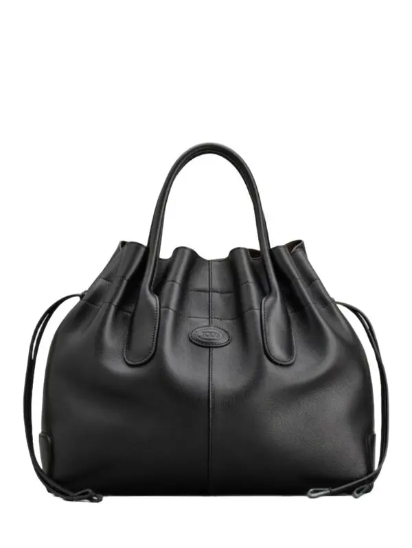TOD'S Logo Patch Drawstring Tote Bag - Black