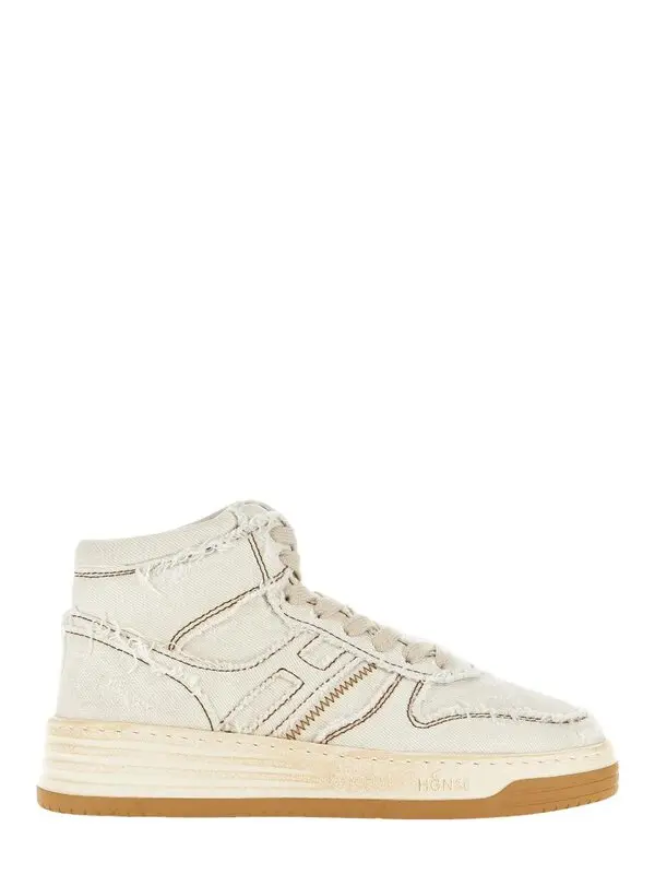 Hogan Contrast Stitch High-top Sneakers - White