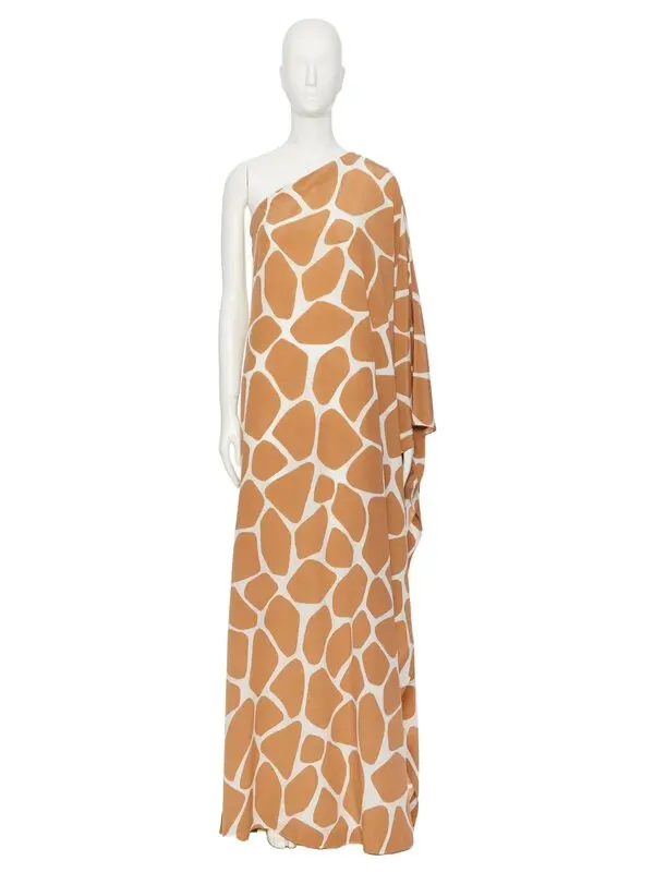 Valentino Garavani One-shoulder All-over Printed Dress - Nude