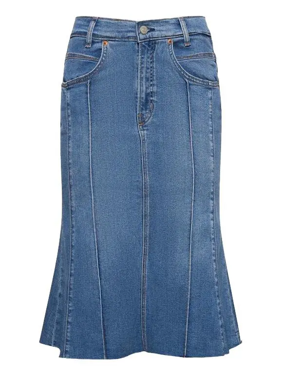 REFORMATION Juliana Fluted Denim Midi Skirt - Blue