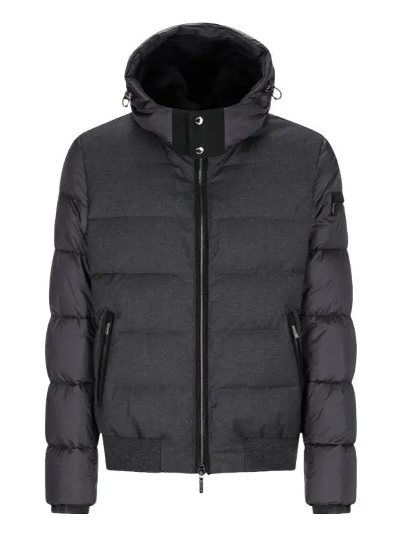 MOORER Hooded Quilted Jacket - Black