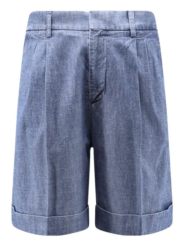 Valentino Garavani Turn-up Hem Denim Shorts With Embroidered Side Trim - Blue