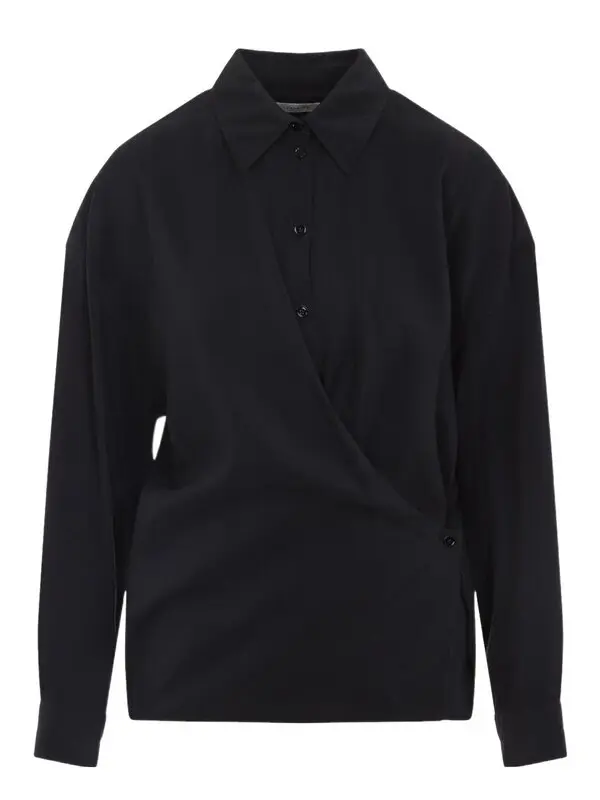 LEMAIRE Draped Button-up Shirt - Black