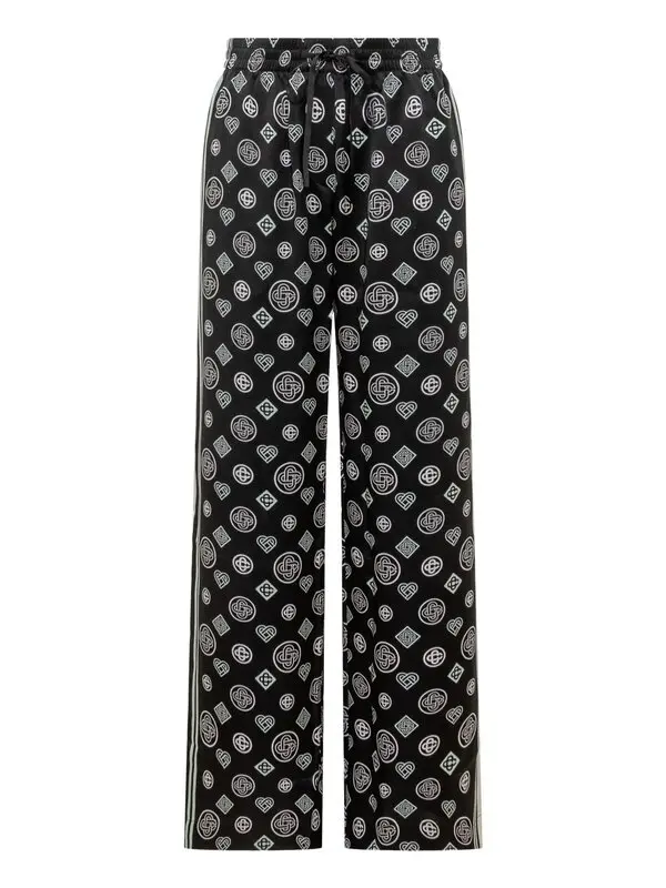 Casablanca Monogram Printed Wide-leg Pants - Black