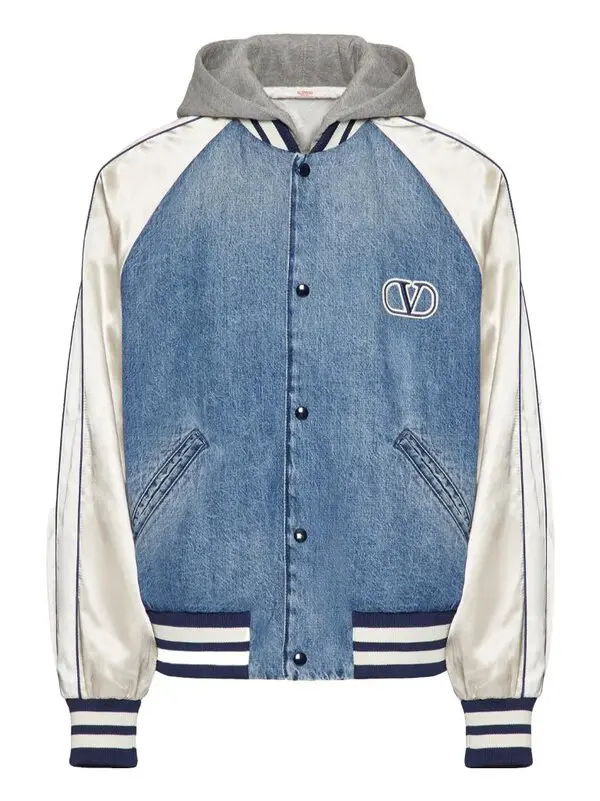 Valentino Garavani Double-layered Hooded Varsity Jacket - Blue
