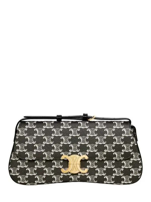 Celine Medium Lola Bag In Triomphe Canvas - Black