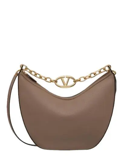Valentino Garavani Vlogo Moon Zip-up Medium Hobo Bag - Brown