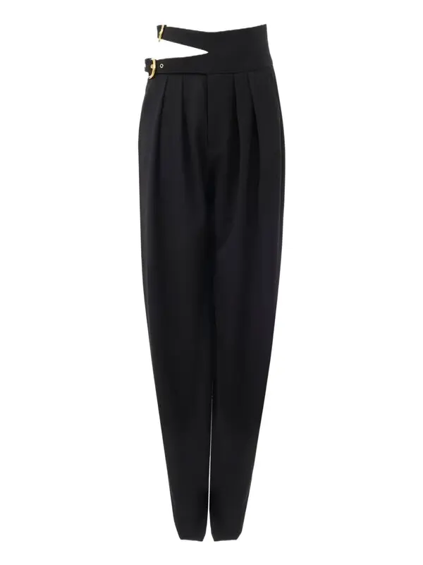 Chloé High-waisted Tailored Trousers With Buckled Belt - Black