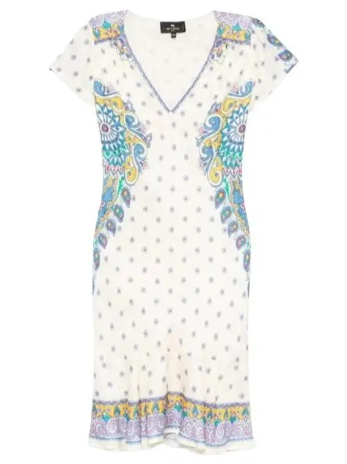 Etro Paisley Printed Mini Dress - White