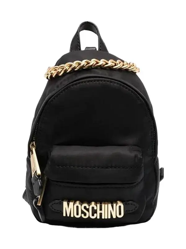Moschino Backpack With Gold Tone Chain Detail - Black