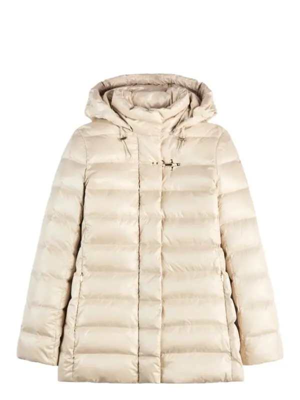 FAY Hooded Down Jacket With Hook Closure - Light Brown