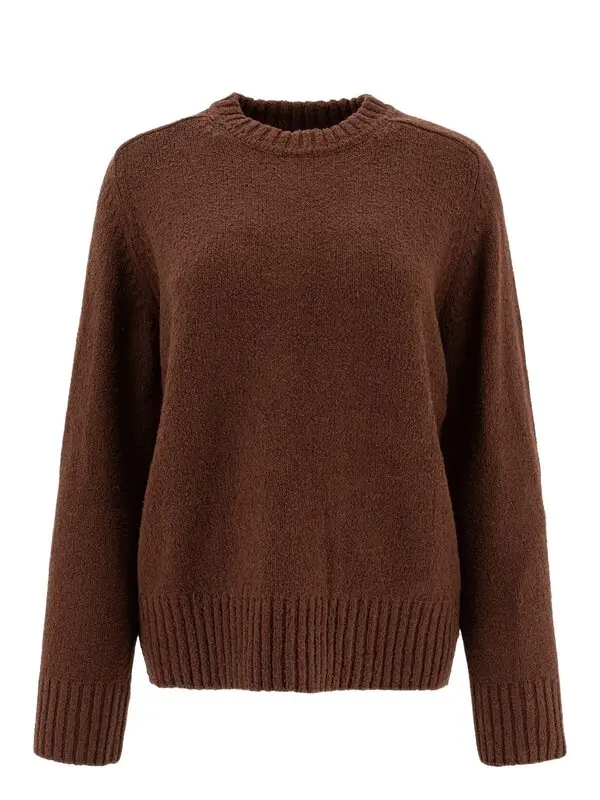 LOULOU STUDIO Long Sleeve Crew Neck Sweater - Brown