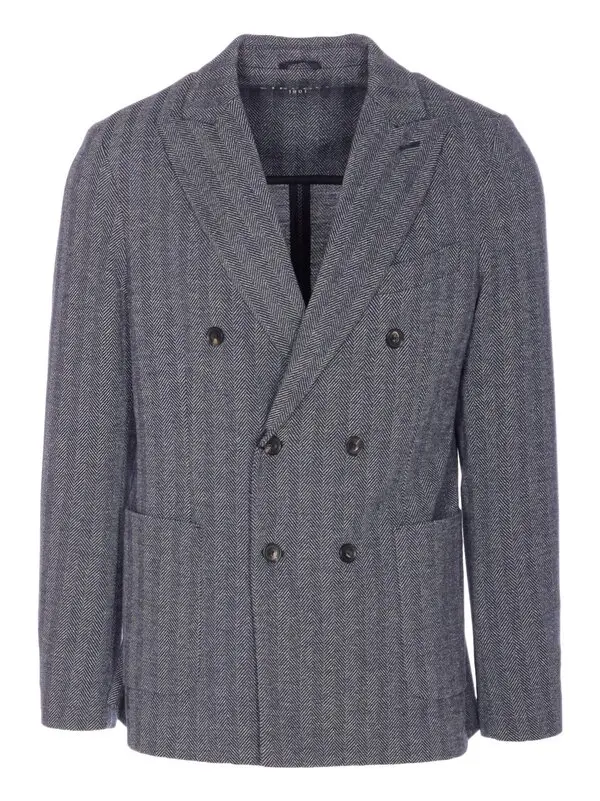 CIRCOLO 1901 Chevron Double-breasted Jacket - Gray