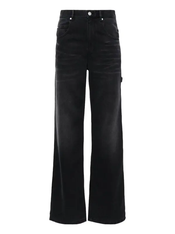 Isabel Marant Étoile Bymara Logo Patch Wide-leg Jeans - Black