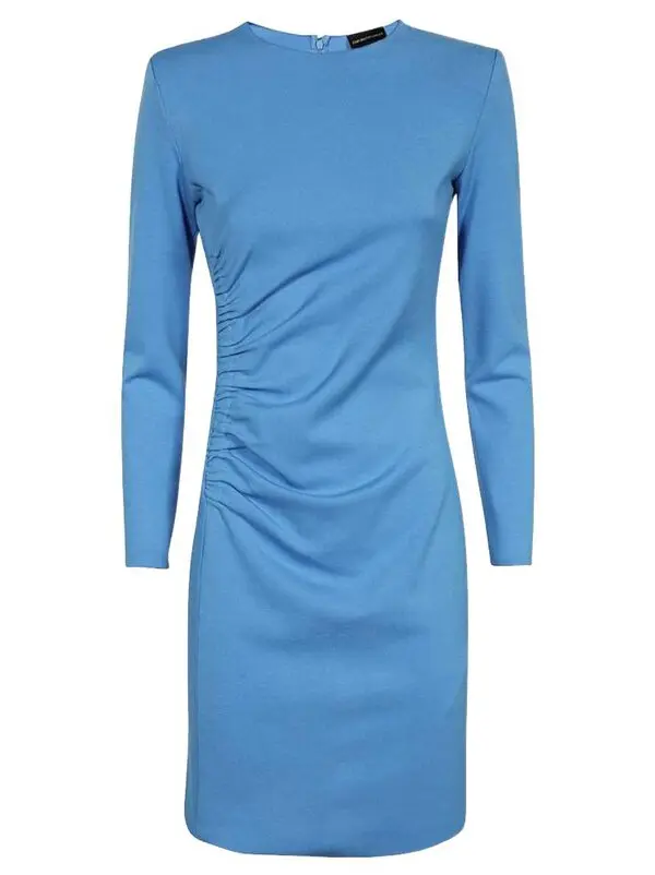 Emporio Armani Long Sleeve Ruched Dress - Blue