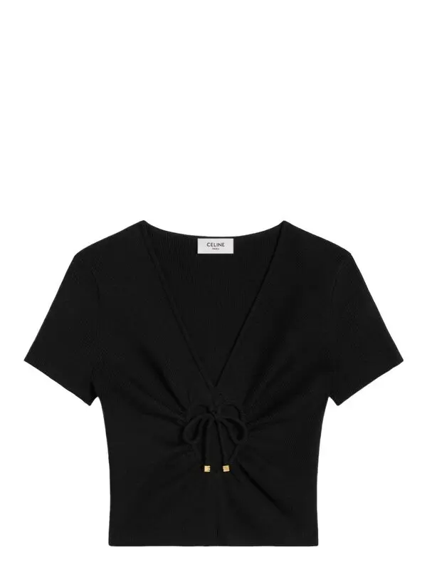 Celine Ribbed Knit Crop Top - Black