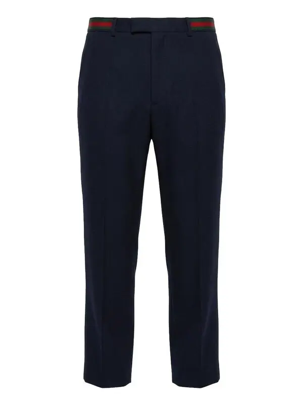 Gucci Fluid Drill Trousers With Web Detail - Black