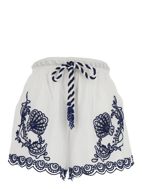 Farm Rio Garden Tiles Richelieu Shorts - White