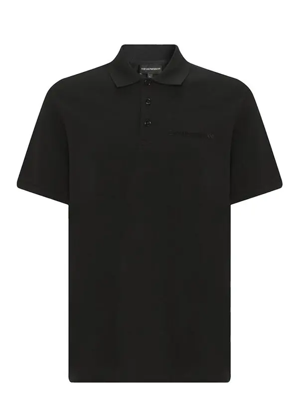 Emporio Armani Logo-print Cotton Polo Shirt - Black
