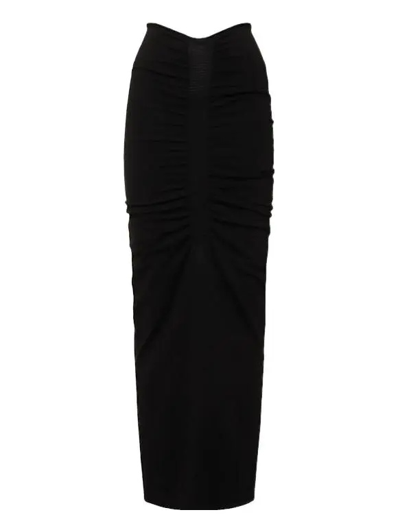 Alexander Wang Pleated Knit Maxi Skirt With Back Slit - Black