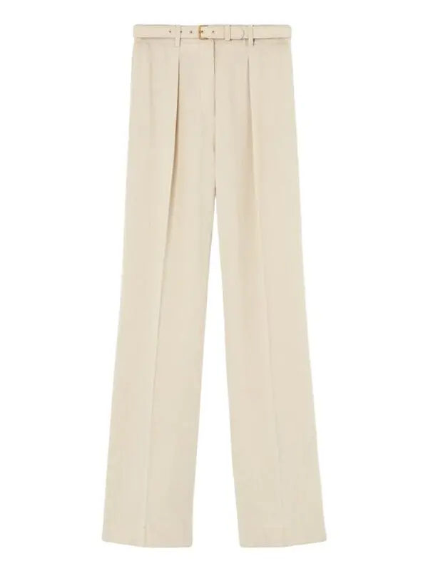 Loro Piana Edward Belted Trousers - Natural Melange