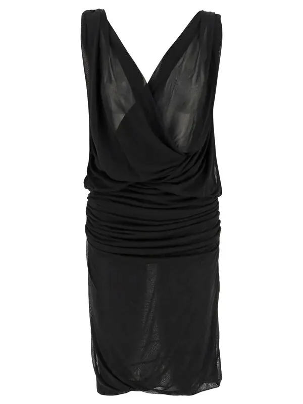Saint Laurent V-neck Sleeveless Midi Dress - Black