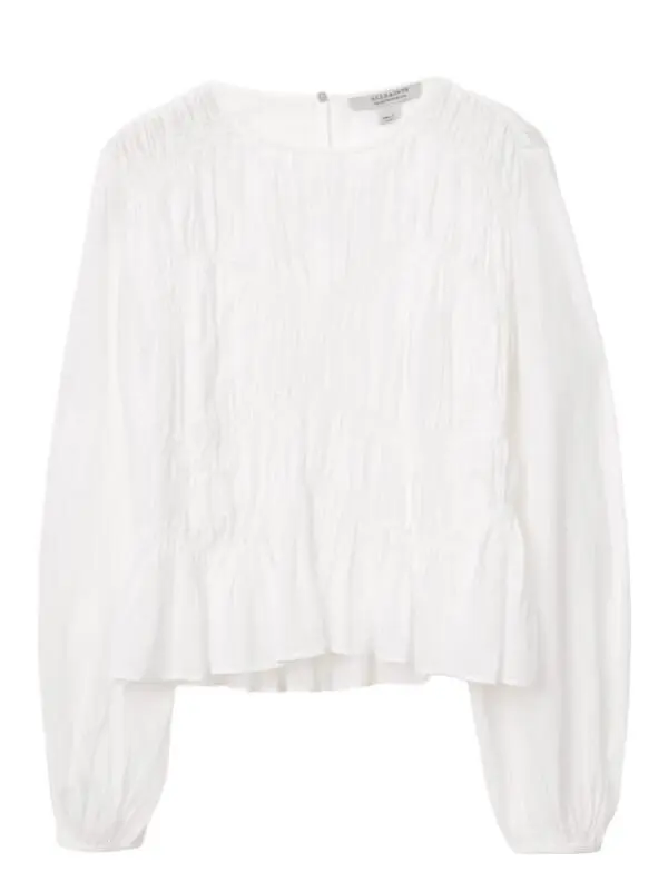 ALLSAINTS Long-sleeve Ruched Top - Antique White