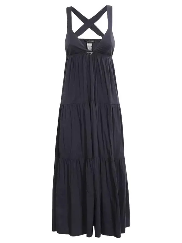 Emporio Armani Sleeveless Tiered Midi Dress - Blue