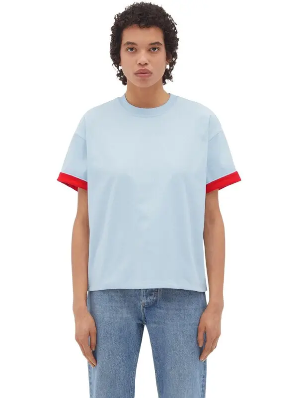 Bottega Veneta Crewneck T-shirt With Contrast Trim - Blue