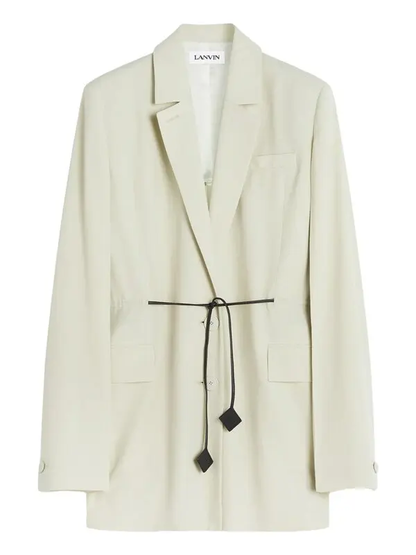 LANVIN Single-breasted Tie Detailed Jacket - White