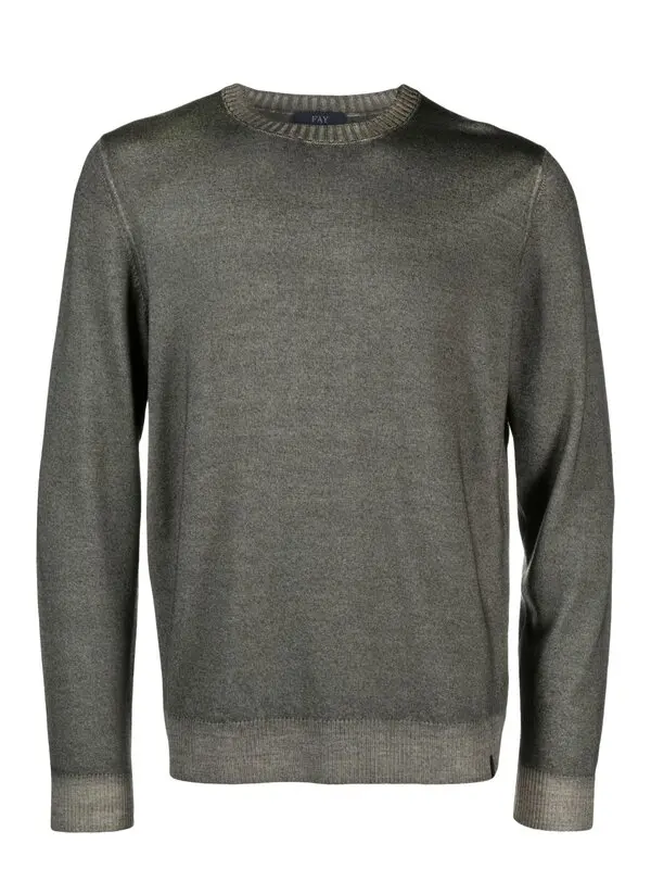 FAY Crew Neck Knitted Jumper - Green