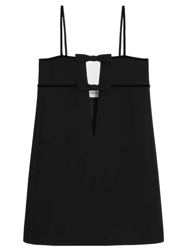 Celine Trapeze Mini Dress In Double Wool - Black