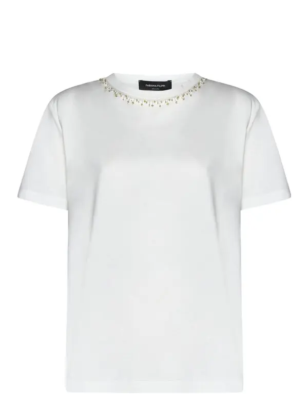 Fabiana Filippi Embellished Jersey T-shirt - White