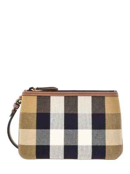 Burberry Checked Zip-up Clutch Bag - Taupe-brown