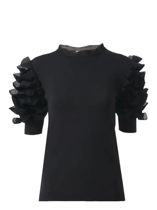 Chloé Ruffled Sleeve High-neck Blouse - Black